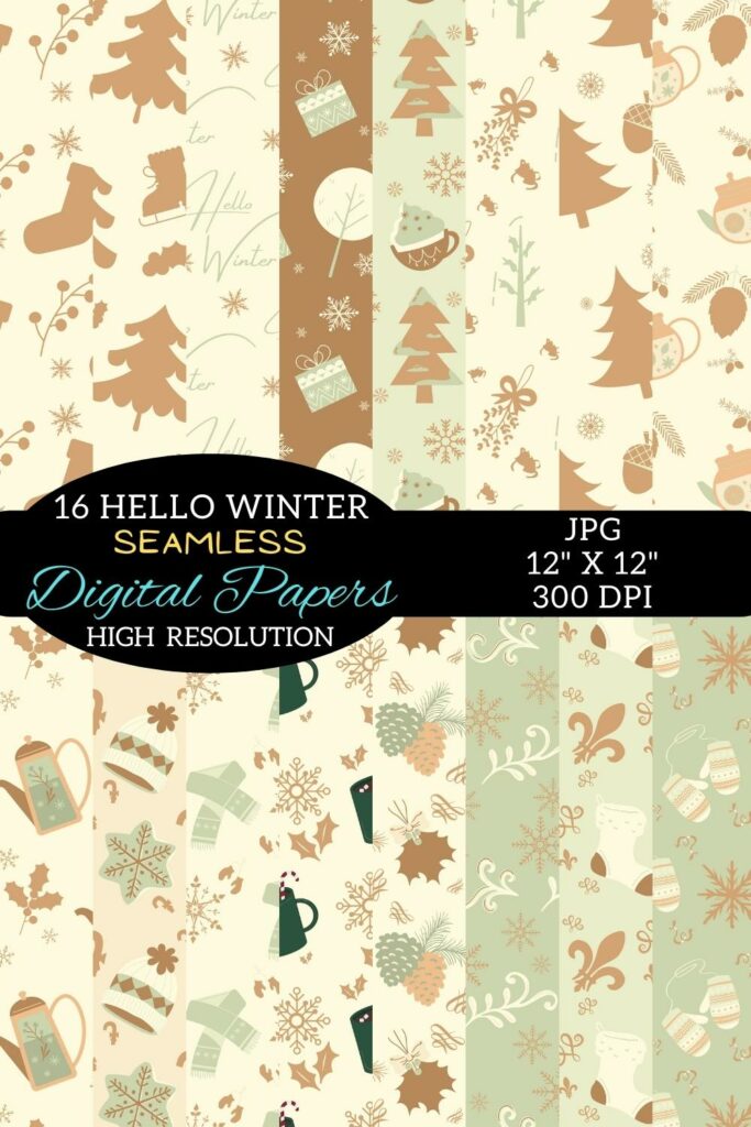 Boho Digital Paper Winter Patterns Design - MasterBundles