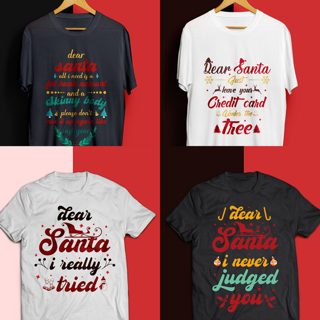Dear Santa Quotes T-shirt Design Bundle - MasterBundles