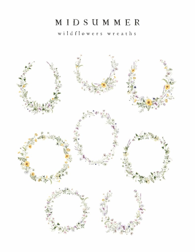 Midsummer Watercolor Wildflowers – MasterBundles