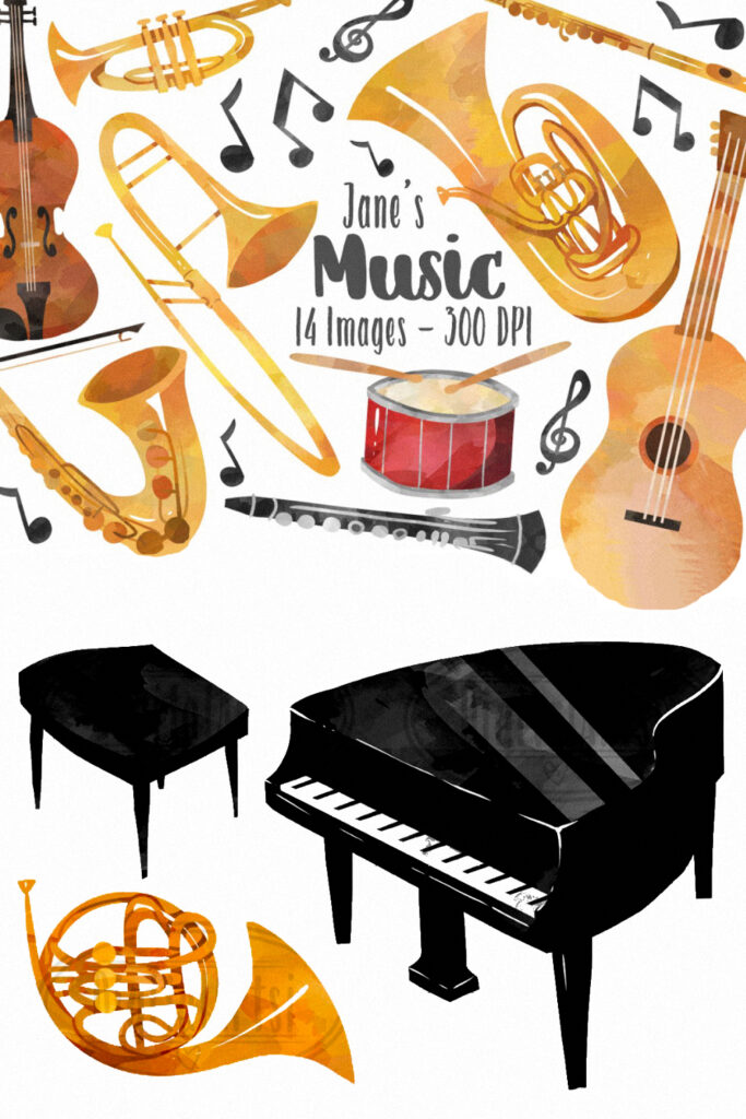 Musical Instruments Clipart – MasterBundles