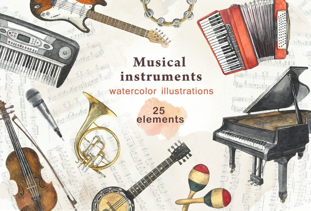 Musical Instruments-Watercolor – MasterBundles