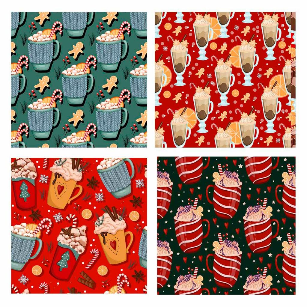 Winter Cocoa Sublimation Patterns Design - MasterBundles