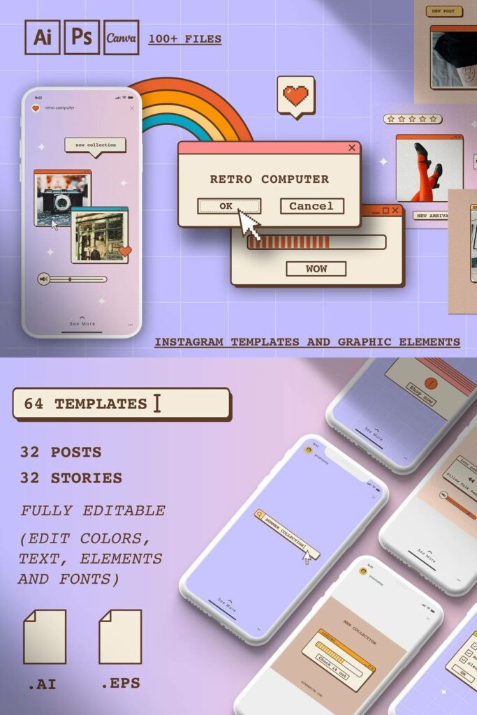 Retro Computer - Instagram Templates – MasterBundles