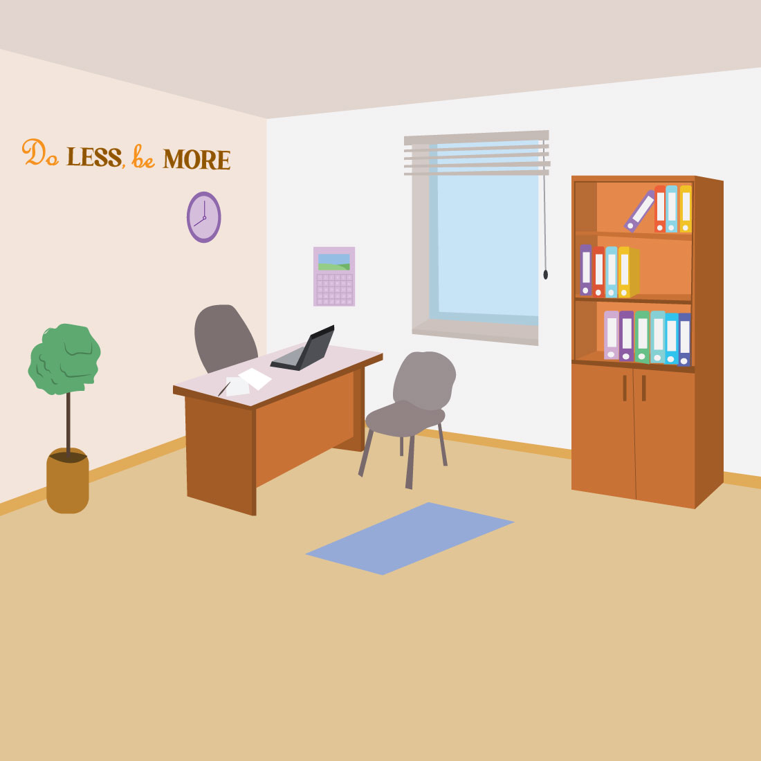 Simple Office Vector Illustration with Office Interior - MasterBundles