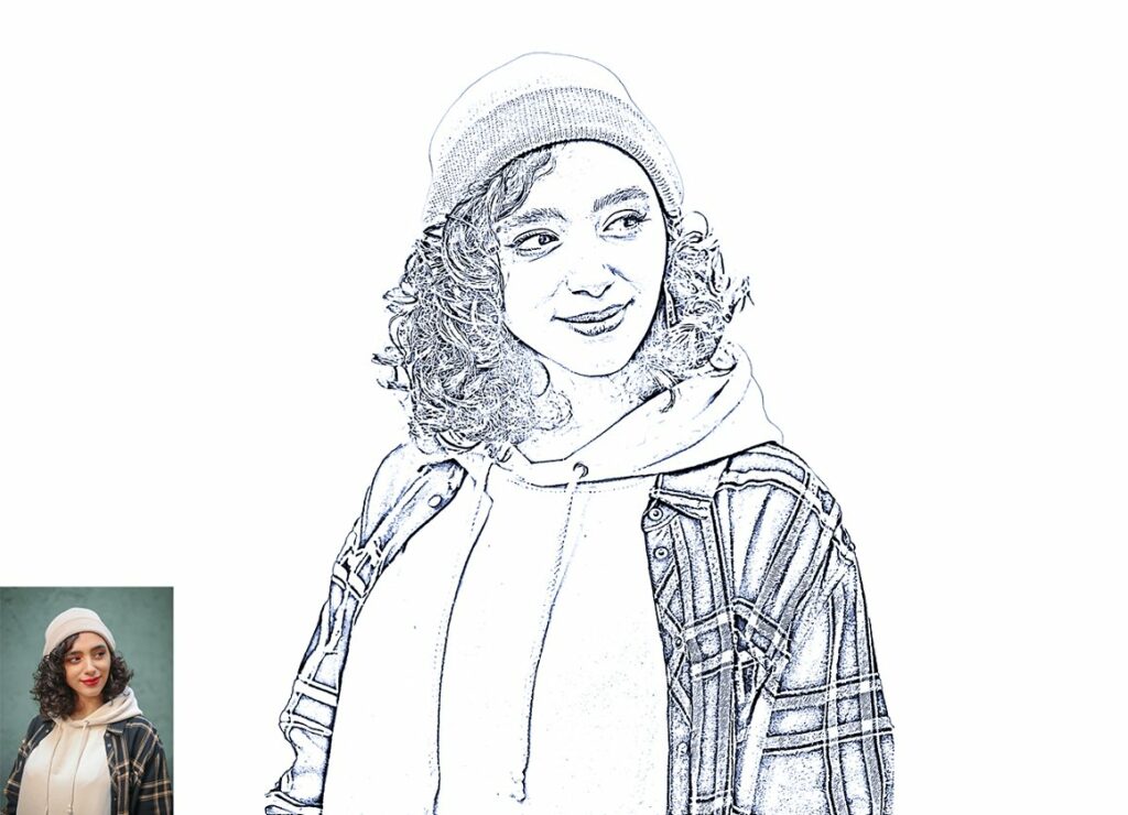 Outline Portrait Photoshop Action – MasterBundles