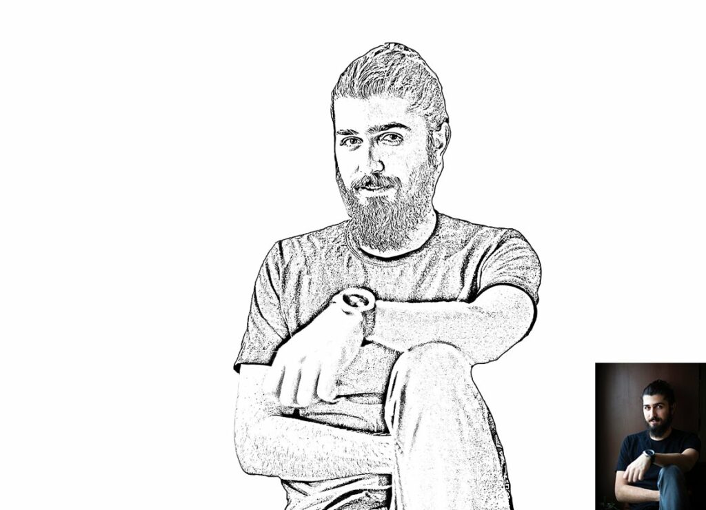 Outline Portrait Photoshop Action – MasterBundles