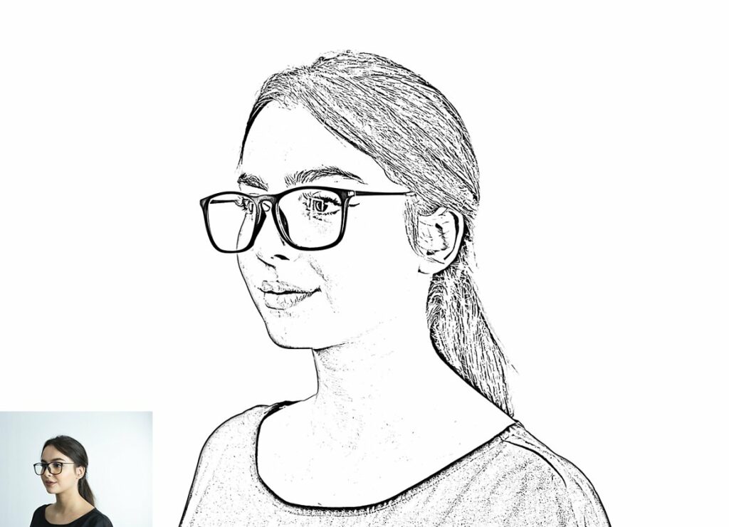 Outline Portrait Photoshop Action – MasterBundles