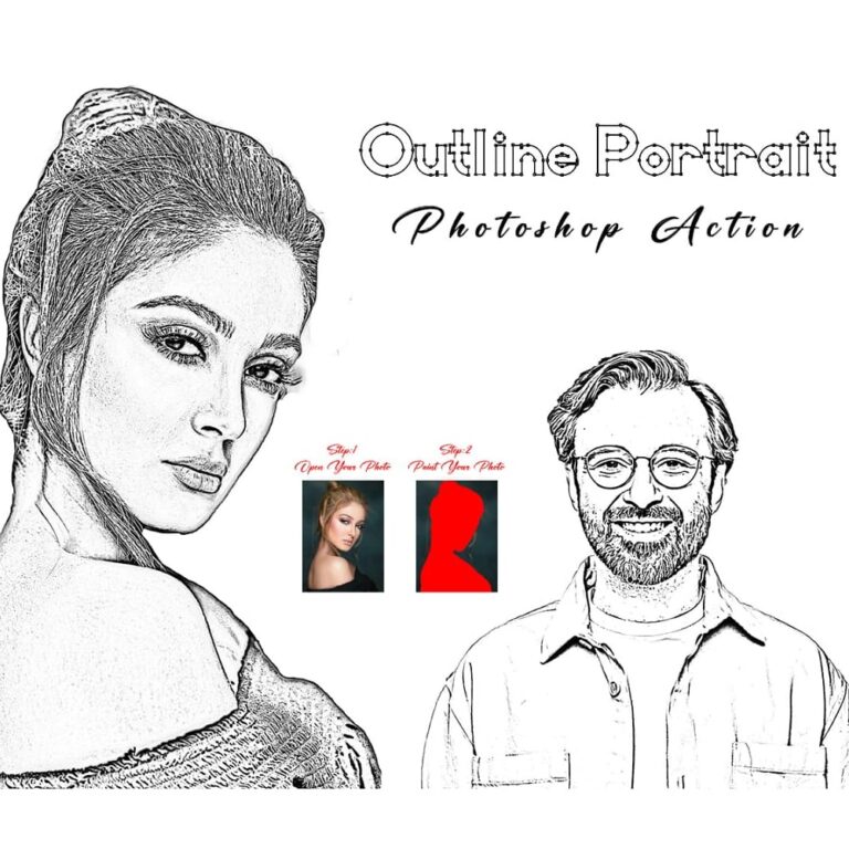 Outline Portrait Photoshop Action – MasterBundles