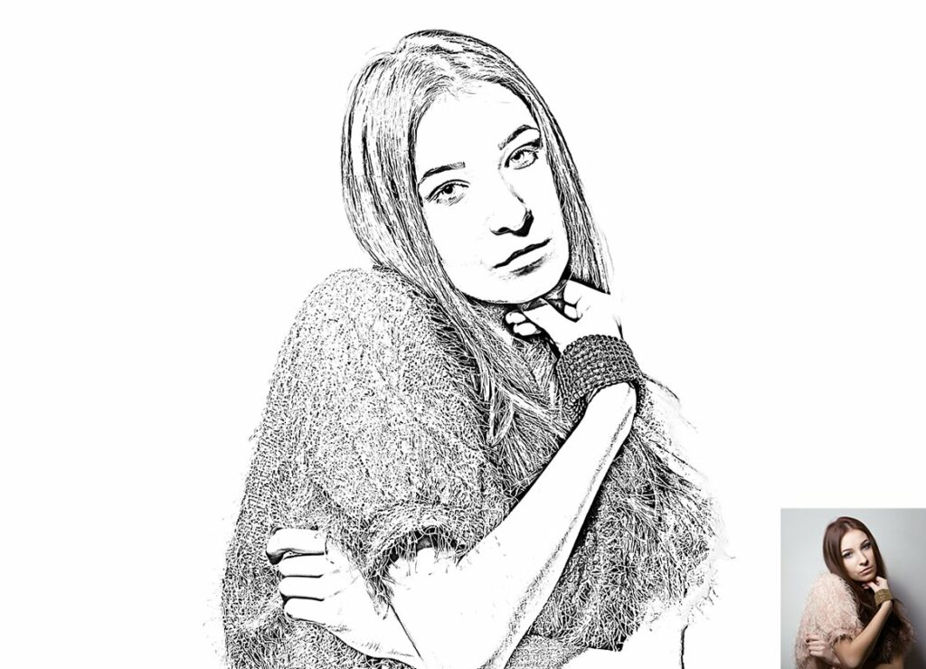 Outline Portrait Photoshop Action – MasterBundles