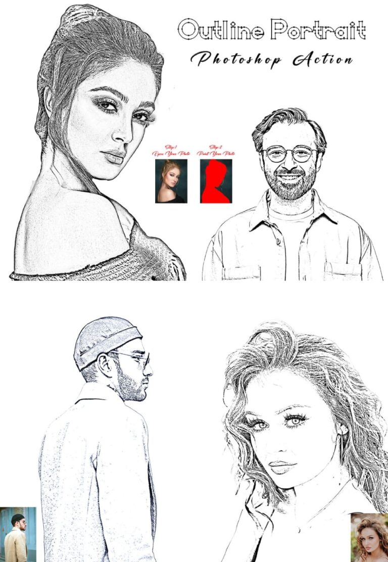 Outline Portrait Photoshop Action – MasterBundles