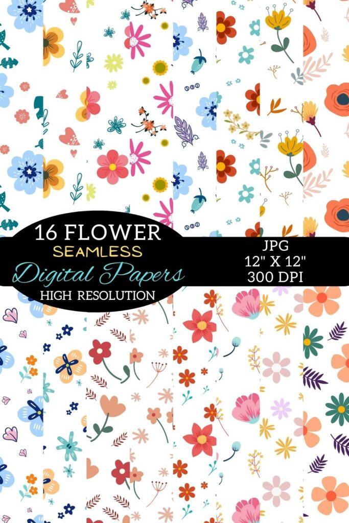 Flowers Digital Paper, Flowers Seamless - MasterBundles