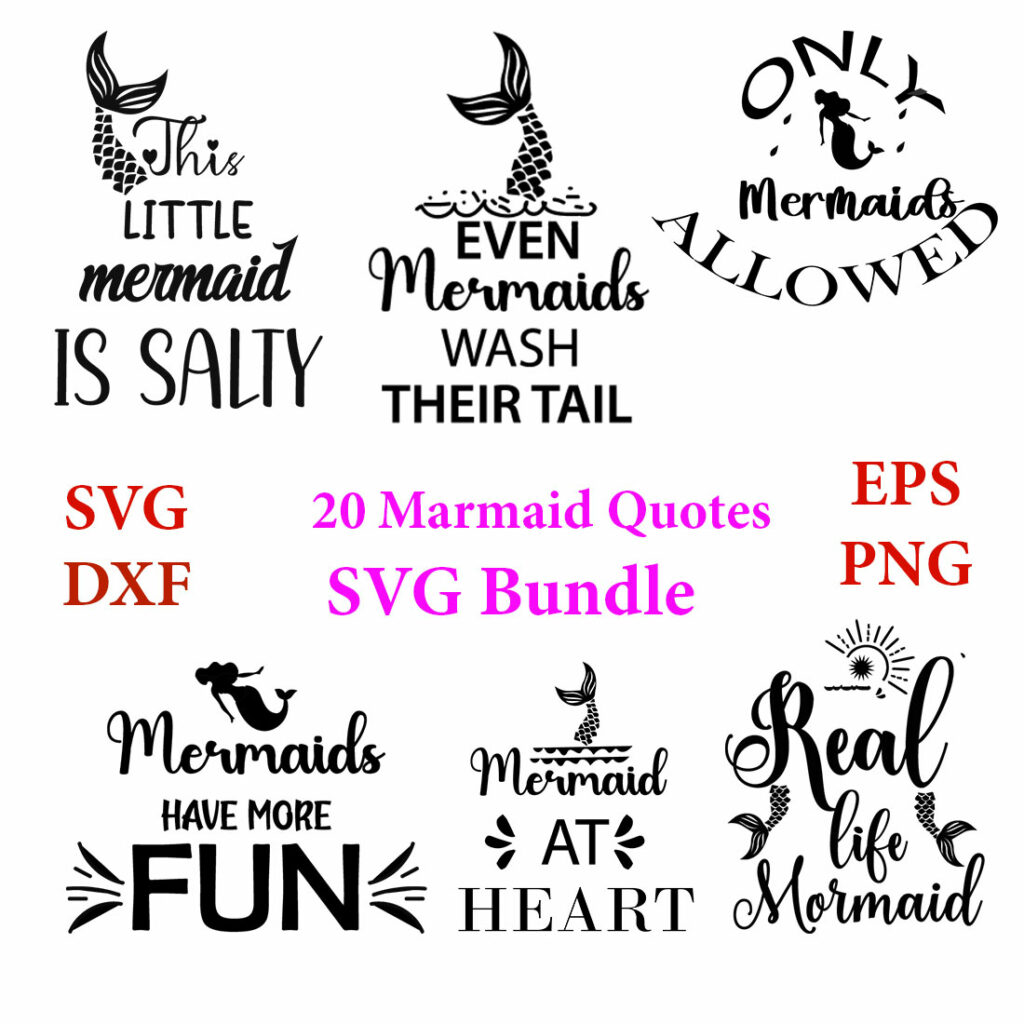 20 Mermaids SVG Bundle Quotes Designs. - MasterBundles