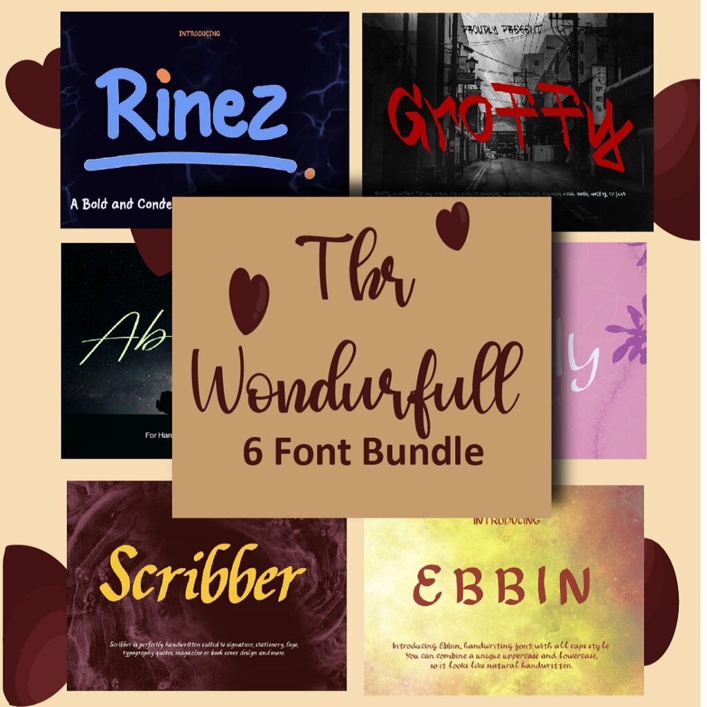 6 Font Design Bundle - MasterBundles