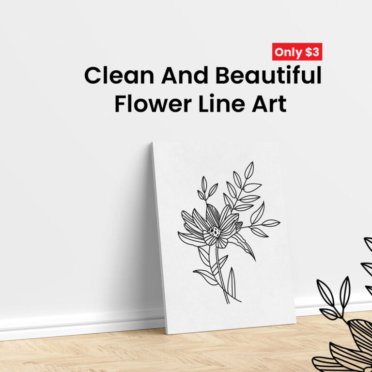 Single Clean And Beautiful Flower Line Art - Only $3 - MasterBundles