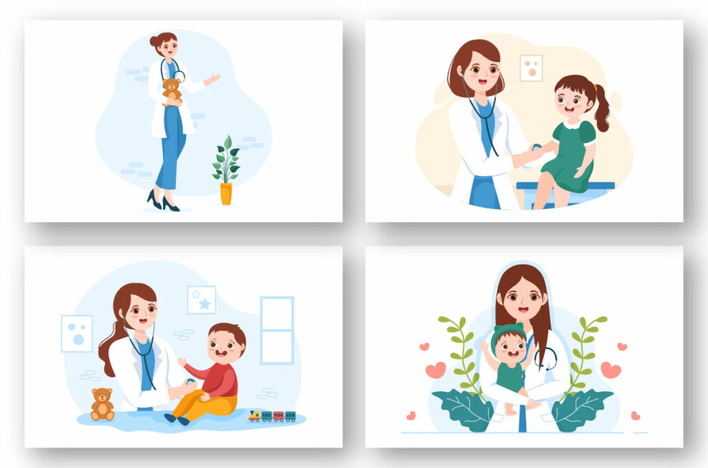 13 Pediatrician and Baby Illustration - MasterBundles