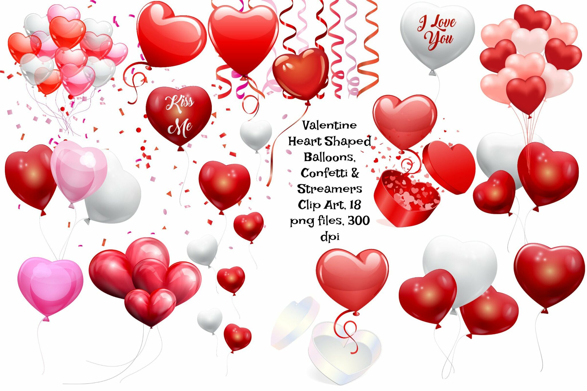 Valentine Heart Balloons Clip Art – MasterBundles