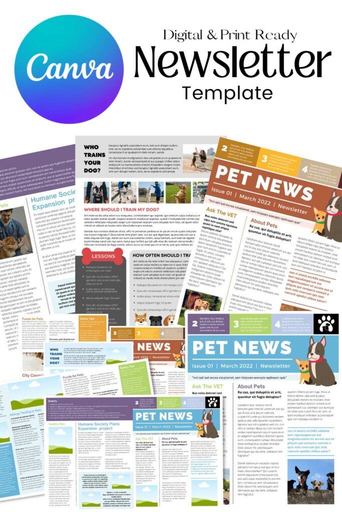 Pet Care Newsletter Canva Template - MasterBundles