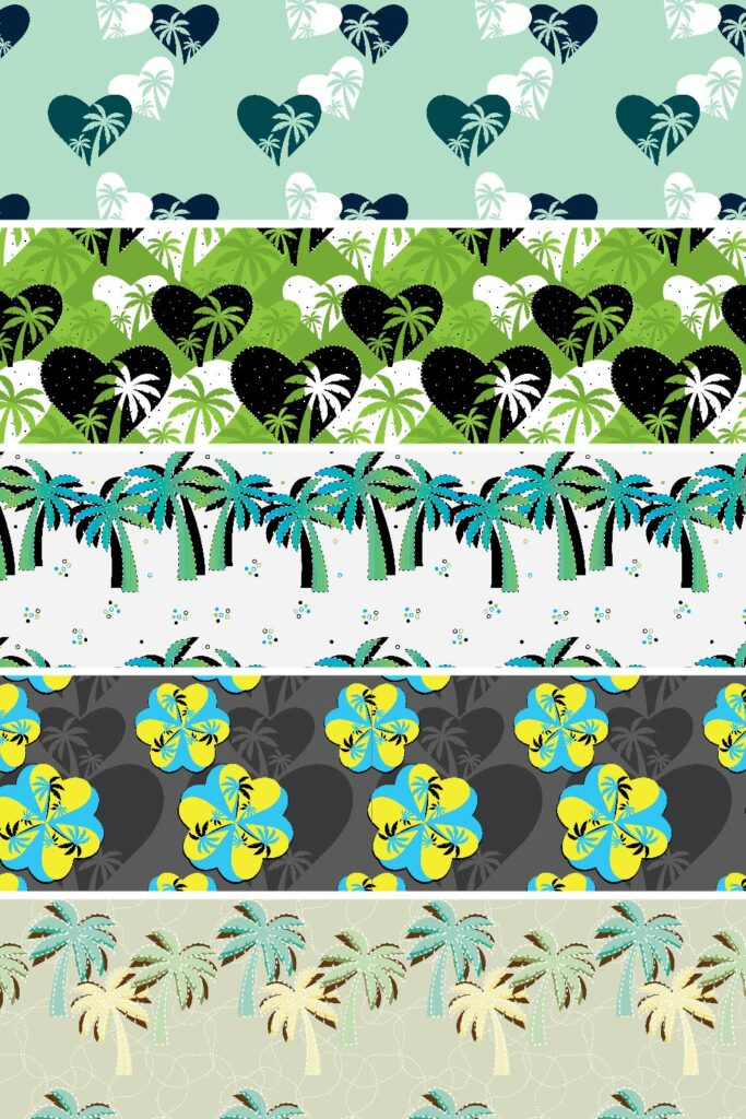 5 Seamless Palm tree Pattern designs - MasterBundles