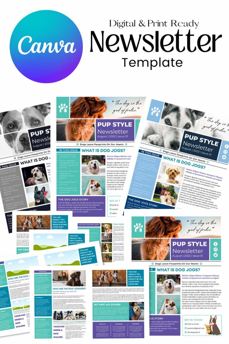 Canva Newsletter Template For Dog Pets - MasterBundles