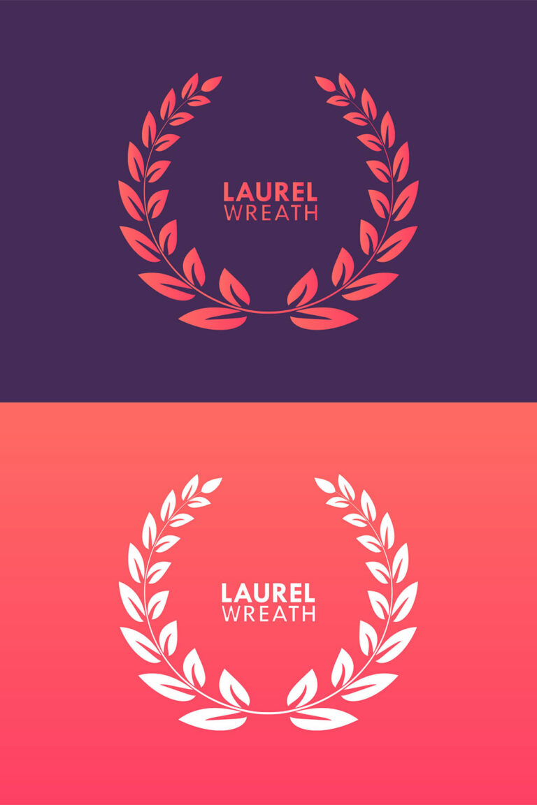 Laurel Wreath Leaf Element Gradient Vector Illustration - MasterBundles