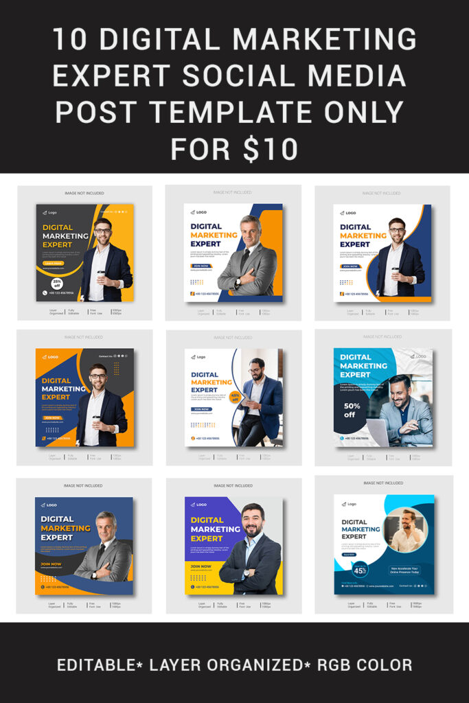 10 Digital Marketing Expert Social Media Post Template - MasterBundles