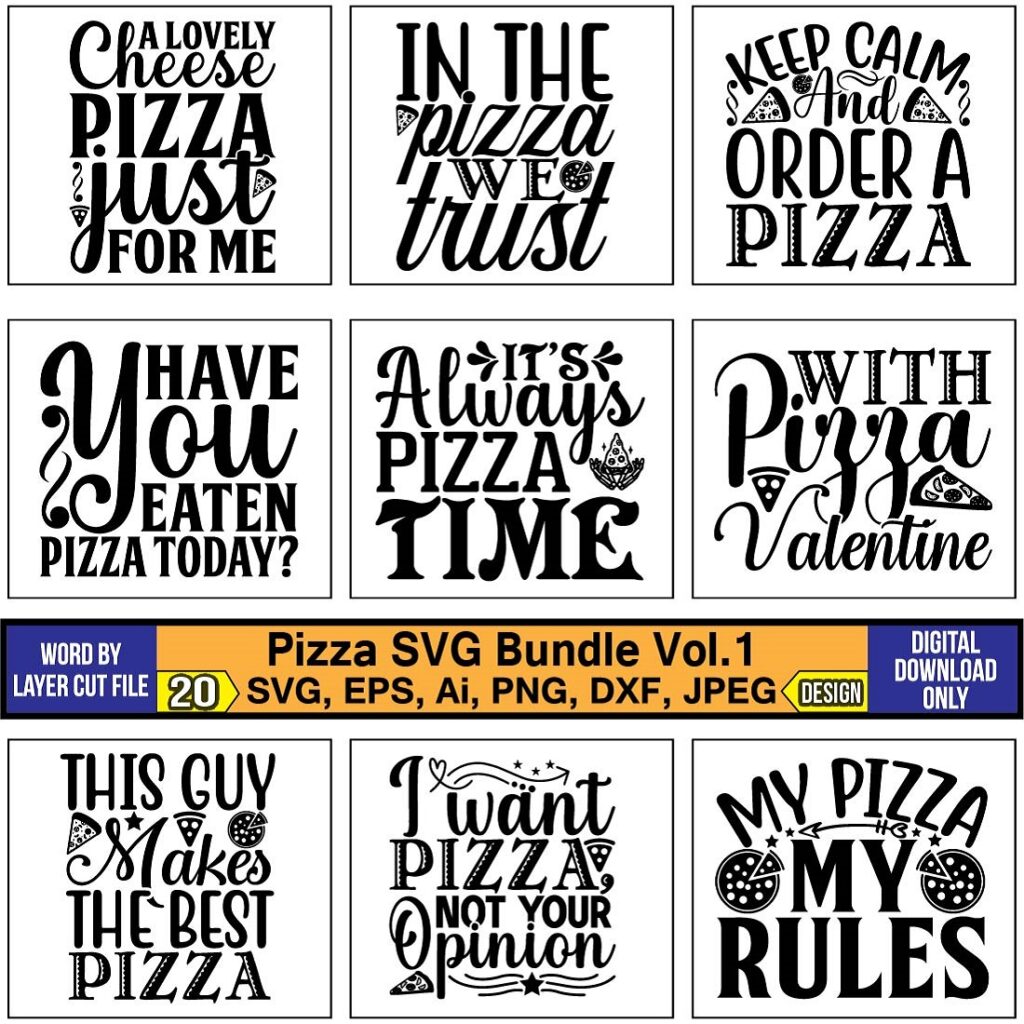 Pizza SVG T-Shirt Design Bundle - MasterBundles