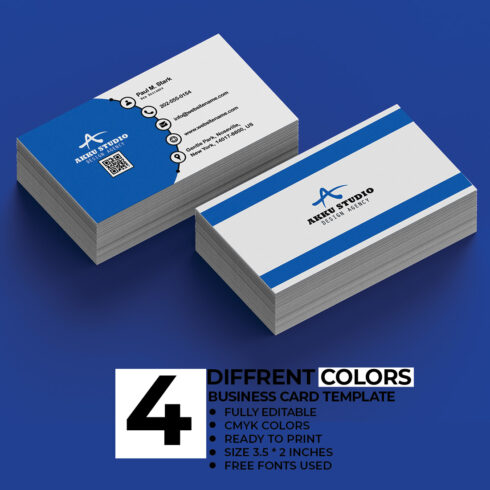Business Card Design 4 Color - MasterBundles
