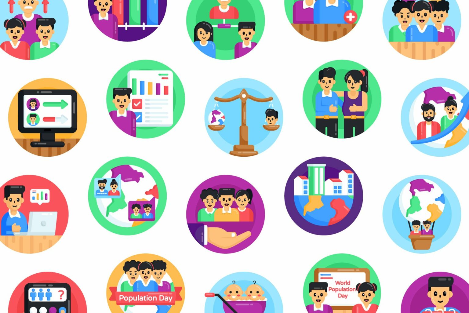 50 World Population Day Vector Icons – MasterBundles