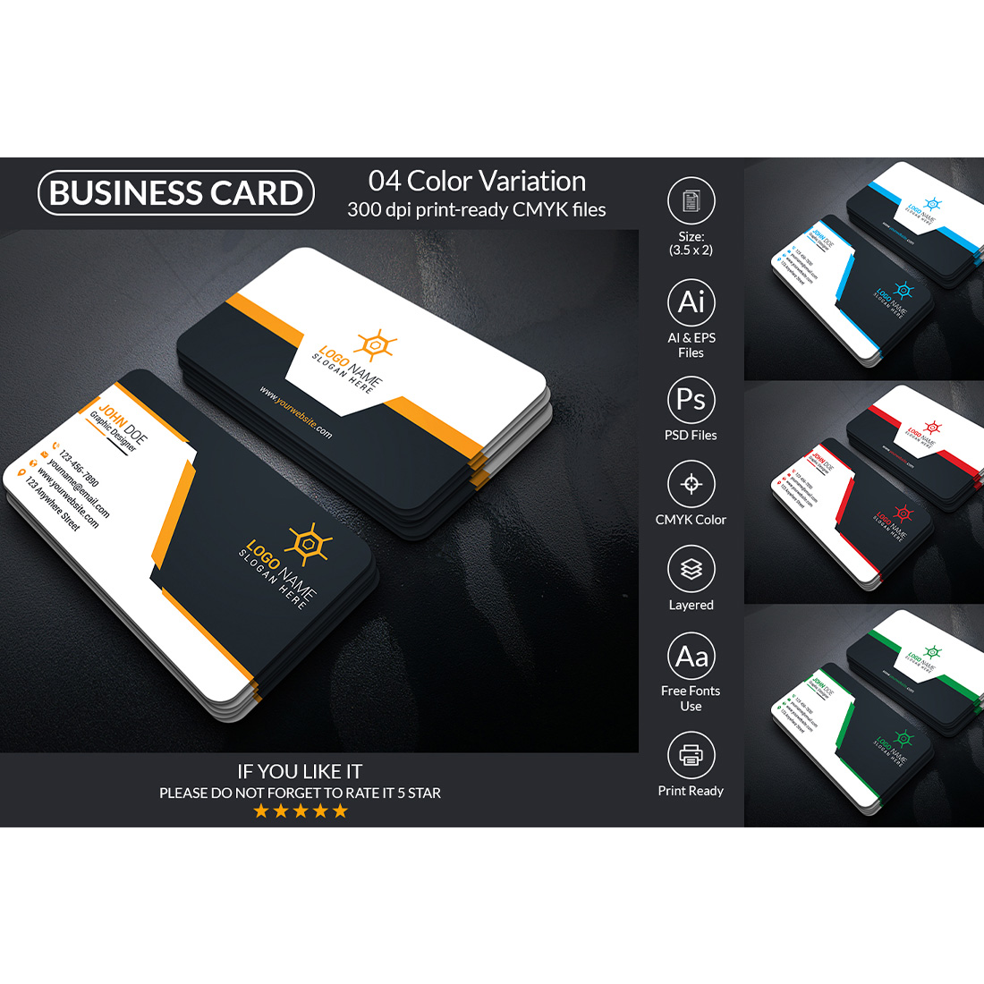 Business Card Corporate Design Template - MasterBundles