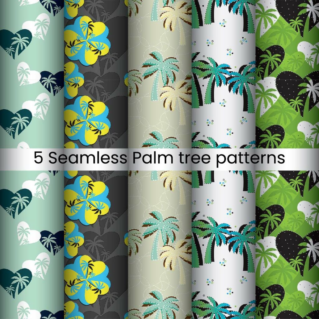 5 Seamless Palm tree Pattern designs - MasterBundles