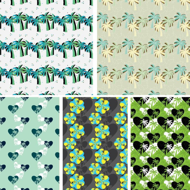 5 Seamless Palm tree Pattern designs - MasterBundles