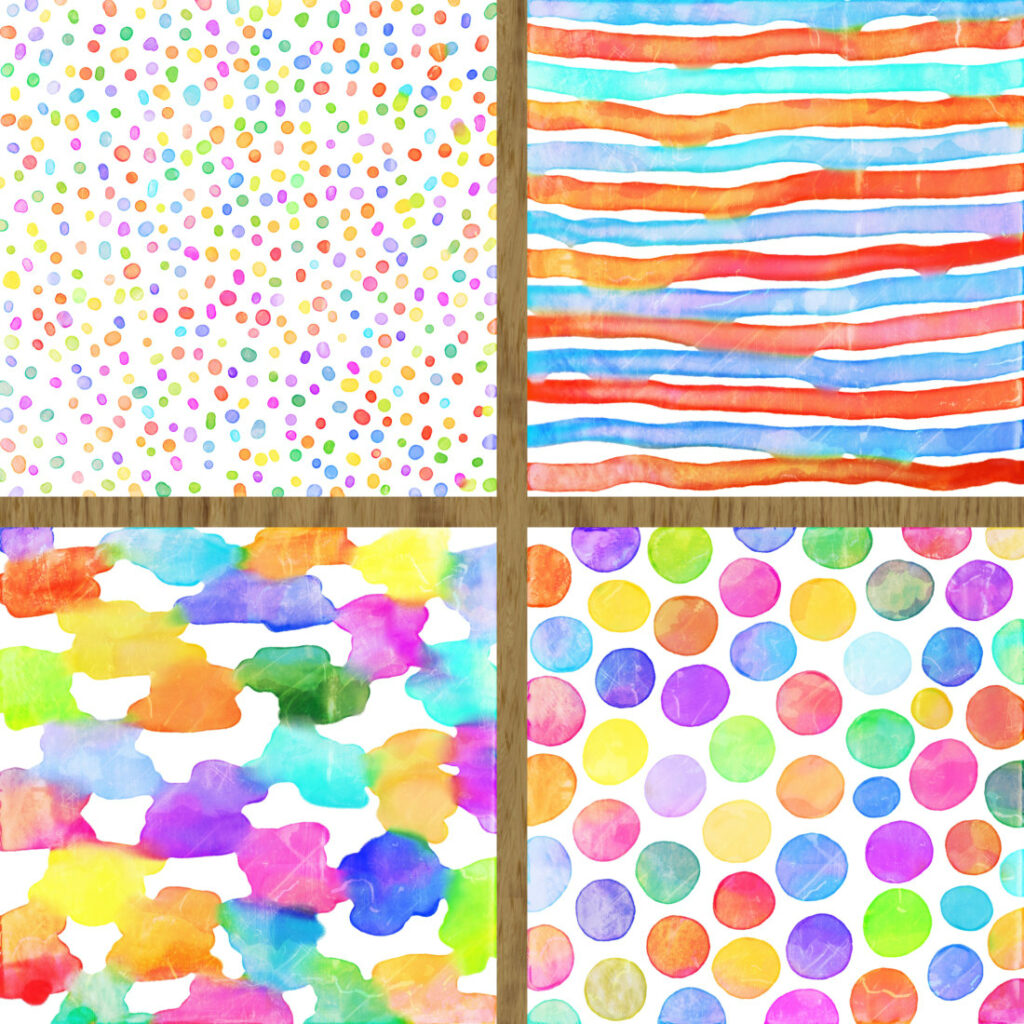 Vibrant Watercolor Doodle Pattern Papers - MasterBundles