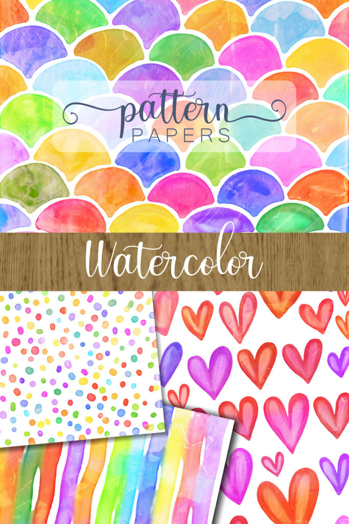 Vibrant Watercolor Doodle Pattern Papers - MasterBundles