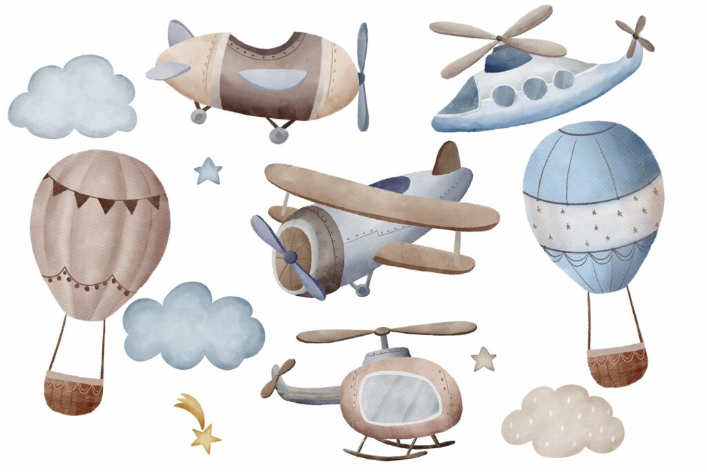 Watercolor Airplane Clipart PNG – MasterBundles