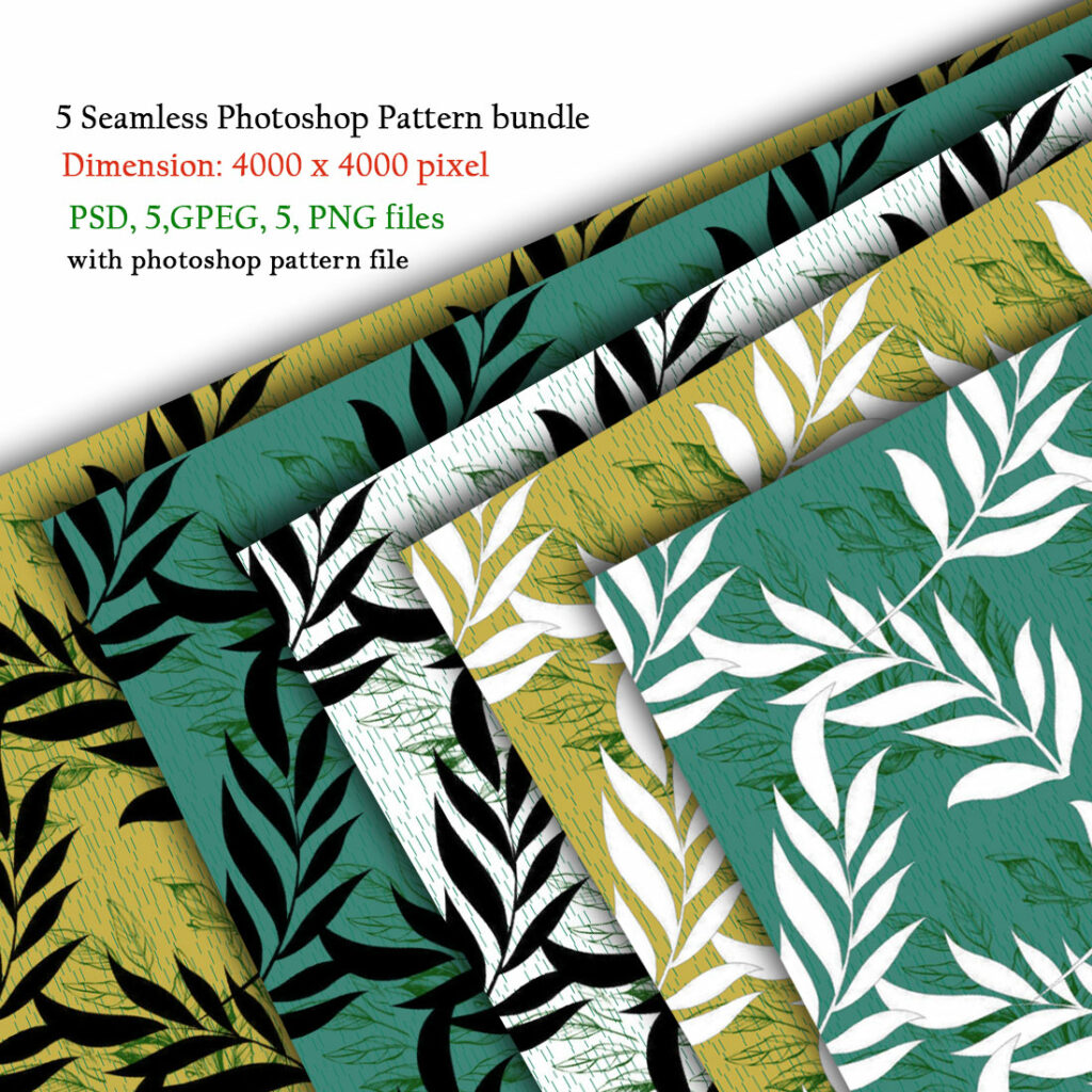 Beautiful Leaves Seamless Pattern Design Bundle - MasterBundles