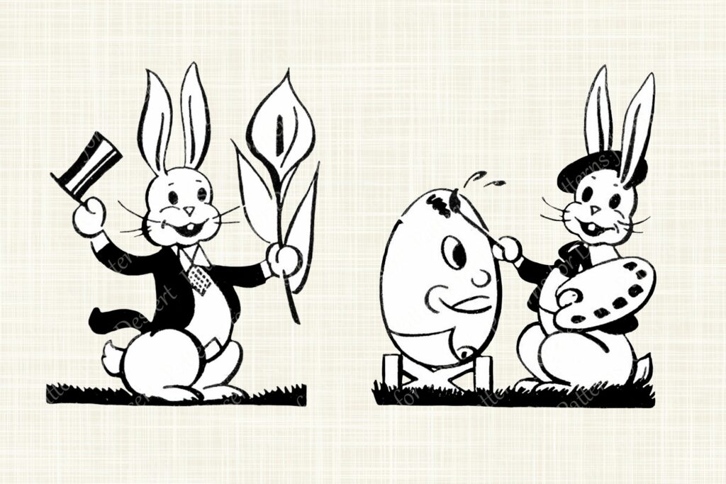 Vintage Easter Bunny Clip Art – MasterBundles