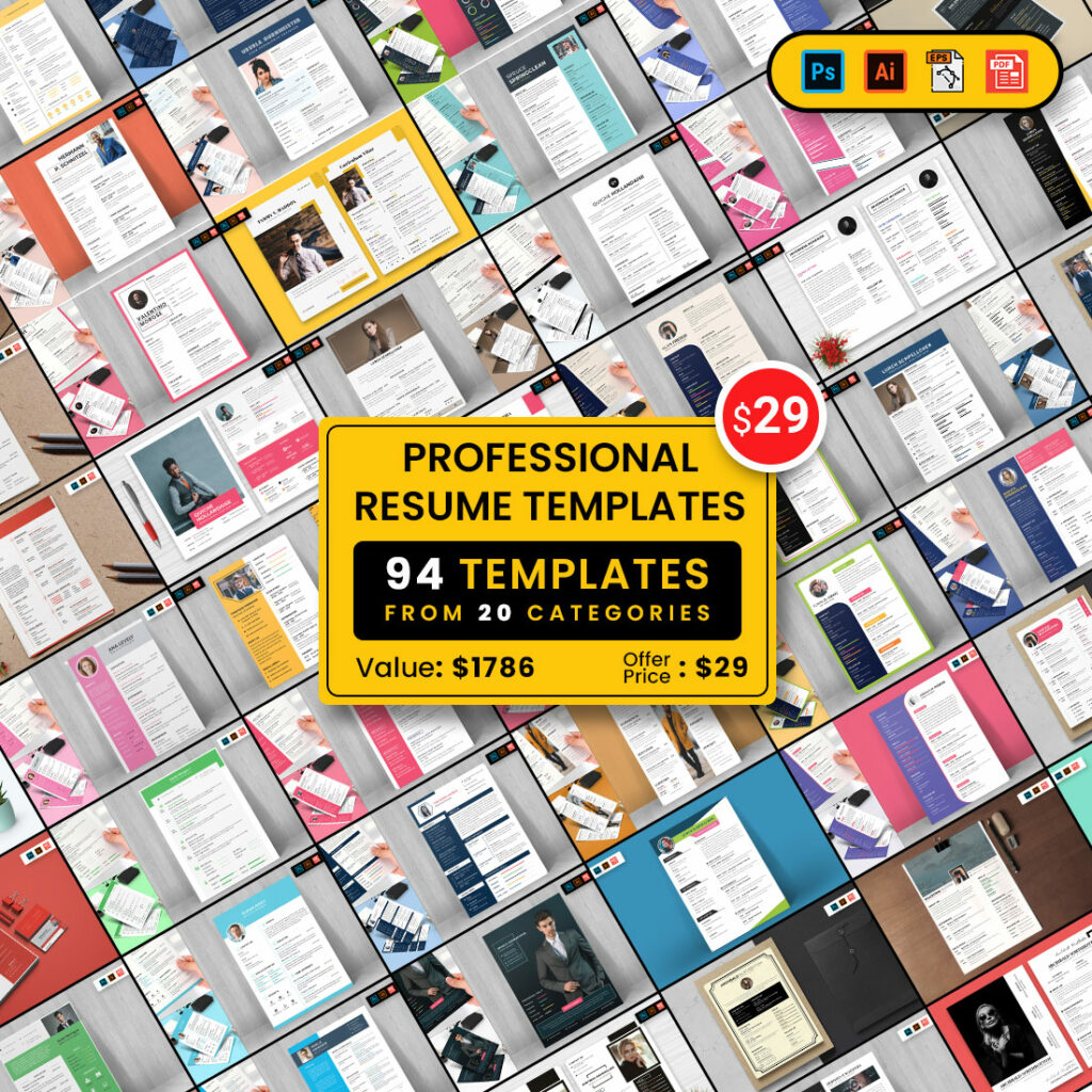 Huge Bundle Professional Resume Templates - MasterBundles