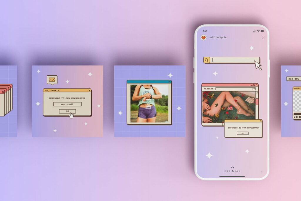 Retro Computer - Instagram Templates – MasterBundles