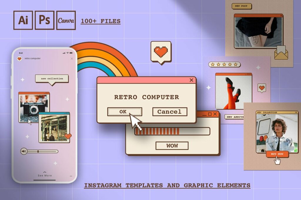 Retro Computer - Instagram Templates – MasterBundles