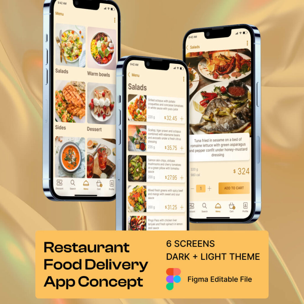 Restaurant Food Delivery App Concept - MasterBundles