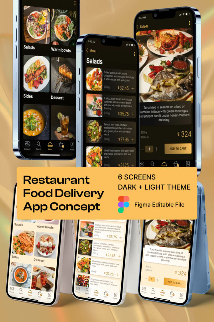 Restaurant Food Delivery App Concept - MasterBundles