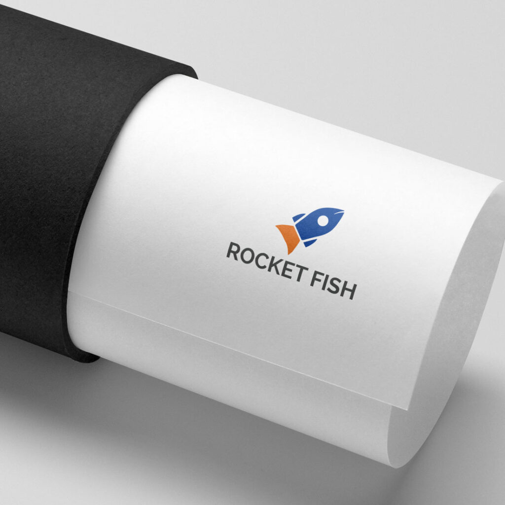 Minimal Rocket Fish Logo Design - MasterBundles
