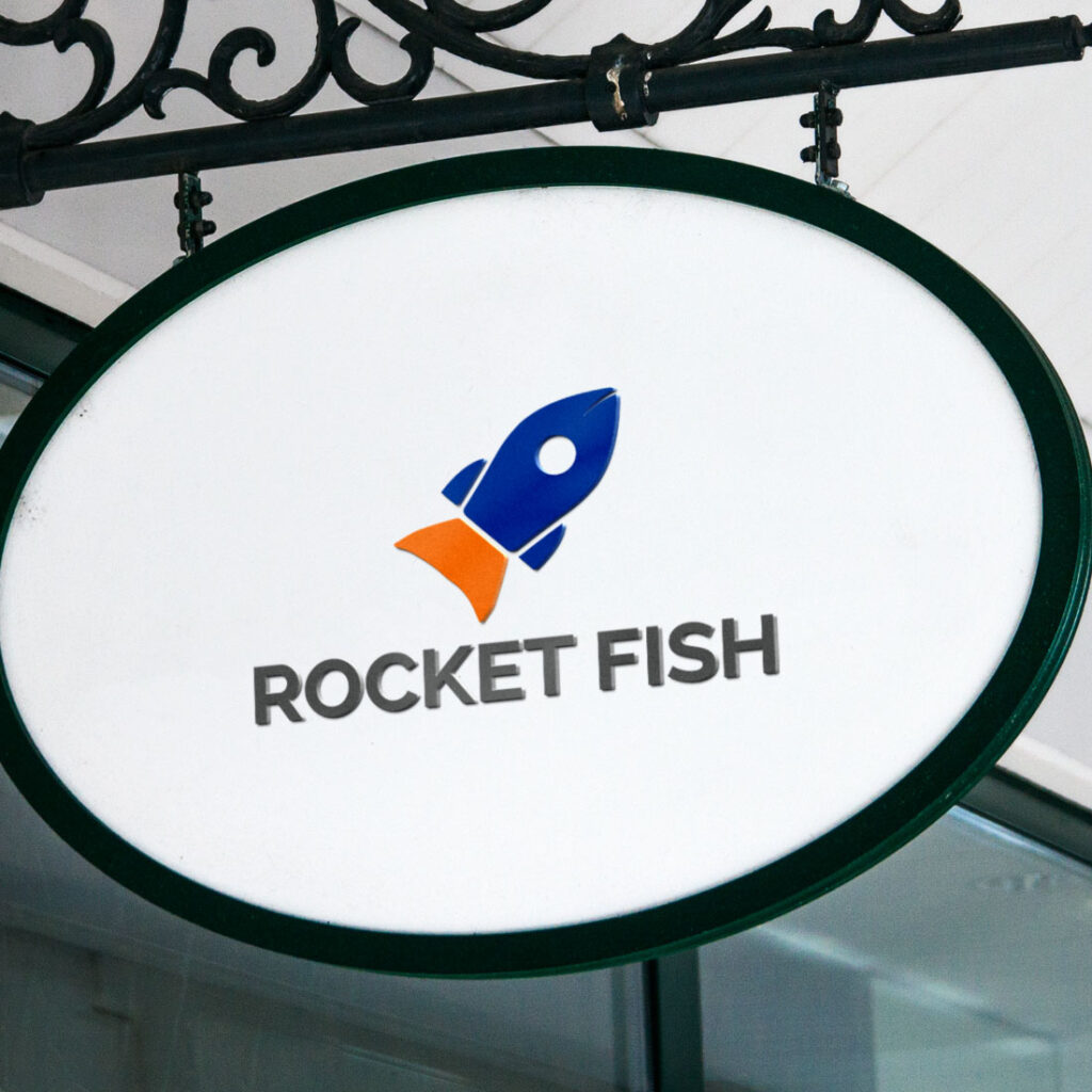 Minimal Rocket Fish Logo Design - MasterBundles
