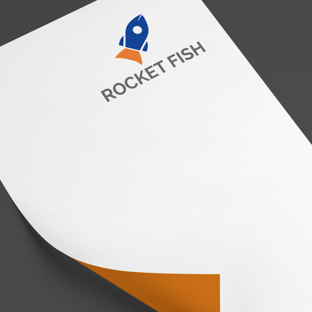 Minimal Rocket Fish Logo Design - MasterBundles