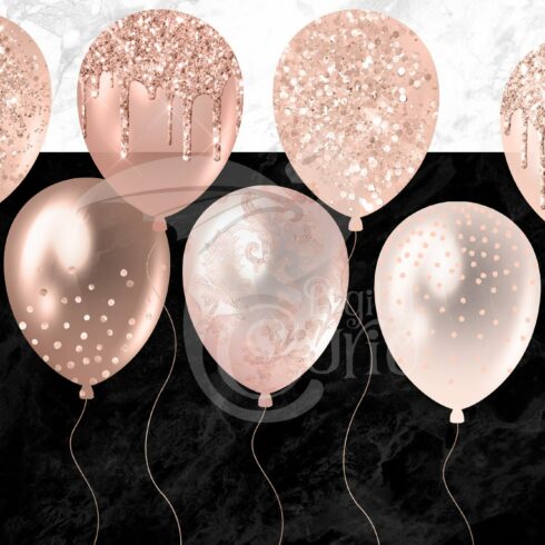 Rose Gold Balloons Clipart | MasterBundles