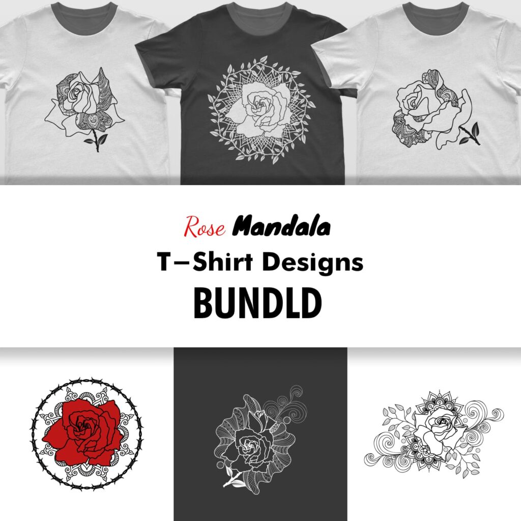 Rose Mandala Svg T-shirt Designs – MasterBundles