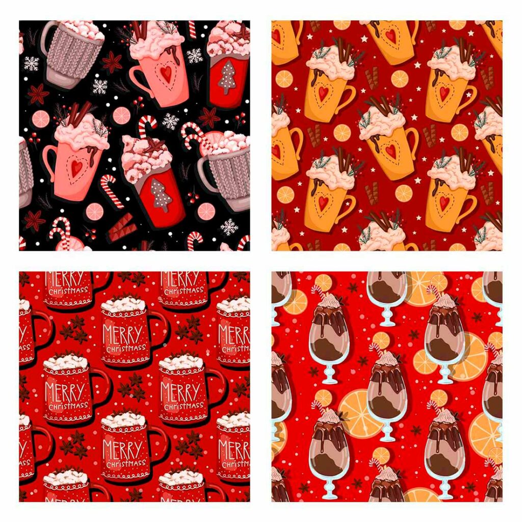 Winter Cocoa Sublimation Patterns Design - MasterBundles