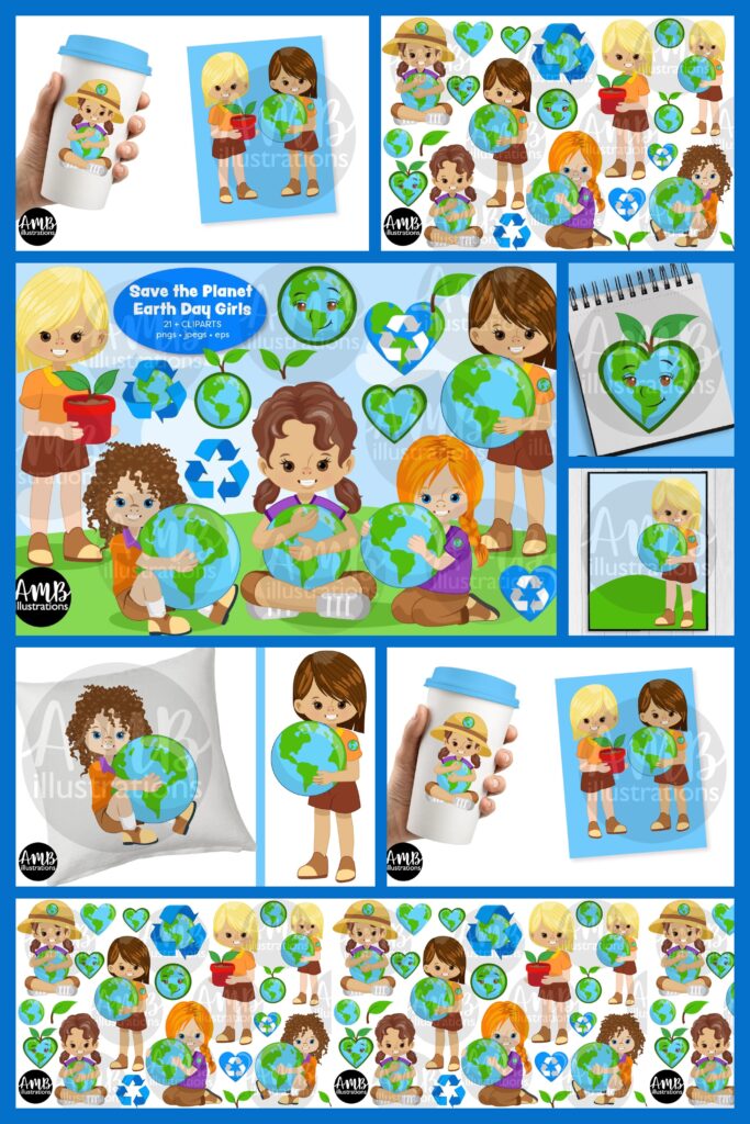 Save the Earth, Earth Day Clipart – MasterBundles