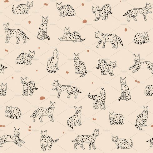 Serval Illustrations Set + Seamless Patterns – MasterBundles