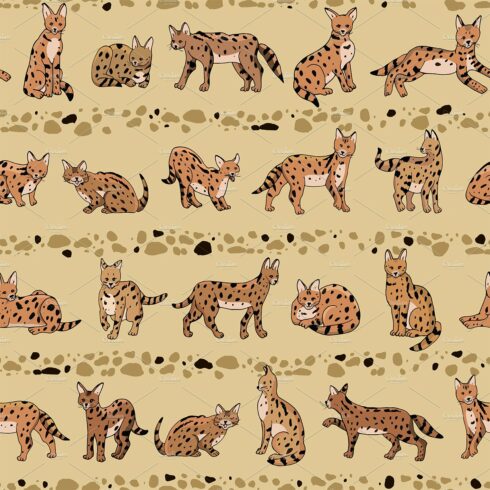 Serval Illustrations Set + Seamless Patterns – MasterBundles